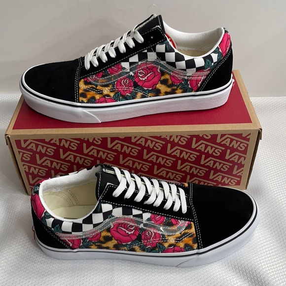 Vans | Shoes | Vans Old Skool Roses Cheetah Checkered | Poshmark